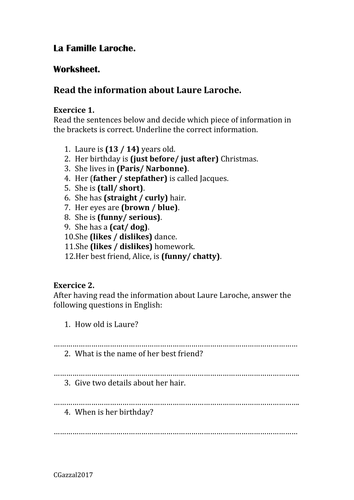 French KS2 & KS3 - Creating Funny Families. (Self & Family) | Teaching ...