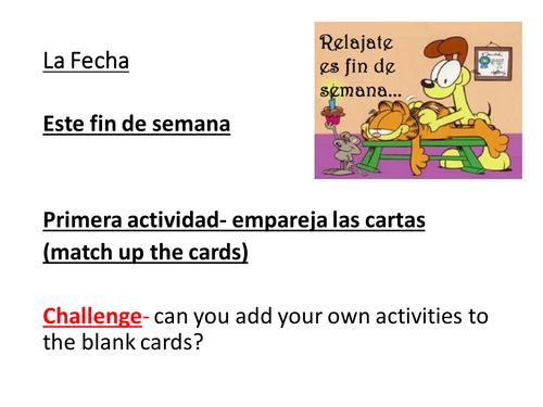 KS3 Lesson about next weekend. Translation skills English to Spanish ...