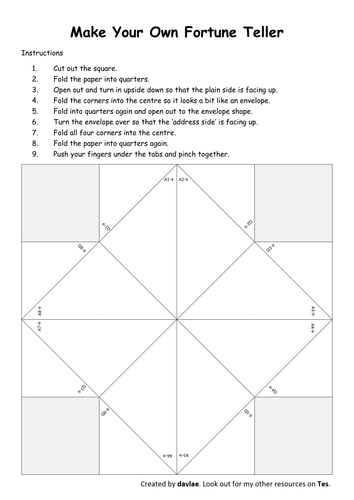 Make Your Own Fortune Teller | Teaching Resources