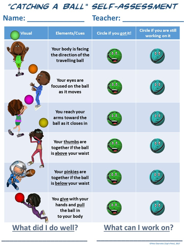 PE Assessment Series: Catching a Ball- 4 Versions | Teaching Resources