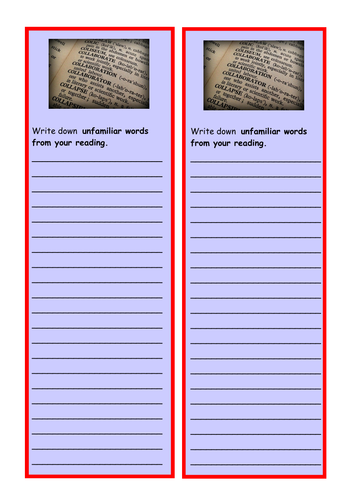 Unfamiliar words - building vocabulary with 3 bookmarks for use with ...