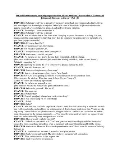 Tennessee Williams' 'Sweet Bird of Youth' lesson 4 - Act 1 Scene 1 and ...