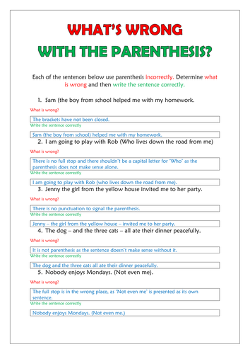 Parenthesis! | Teaching Resources