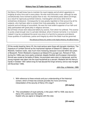 NEW AQA A Level - Tudor Essays | Teaching Resources