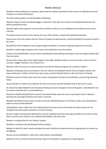 Macbeth: Plot Sequence/ Sort Activity | Teaching Resources