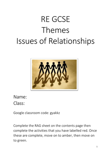 Issues Of Relationships Revision Booklet Eduqas Teaching Resources