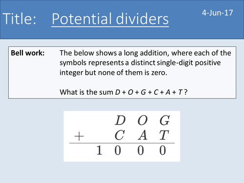 New AQA AS Physics Unit 5 Electricity - 5.1.5 Potential dividers ...