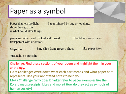 Tissue Imtiaz Dharker | Teaching Resources