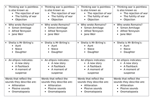 5 a day English Literature starters | Teaching Resources
