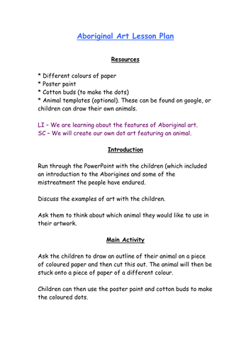 Aboriginal Art Lesson Plan and Powerpoint. | Teaching Resources