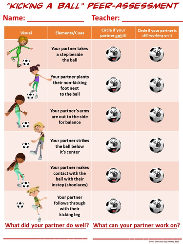PE Assessment Series: Kicking a Ball- 4 Versions | Teaching Resources