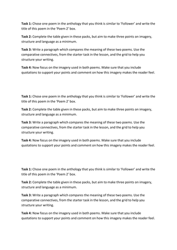 KS4: Comparing Poems | Teaching Resources KS4: Comparing Poems | Teaching Resources