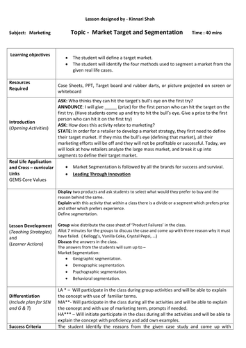 Target Market and Market Segmentation | Teaching Resources
