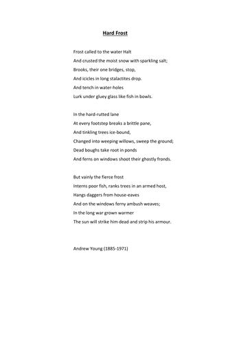 Hard Frost Poetry Analysis for high ability | Teaching Resources
