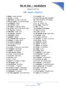 No et moi - vocabulary - Chapters 1 to 5 (FREE) | Teaching Resources