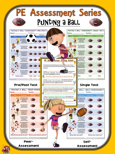 PE Assessment Series: Punting a Ball- 4 Versions | Teaching Resources