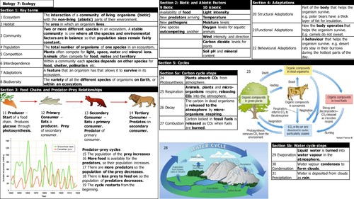 AQA 9-1 New GCSE: B7 Ecology Knowledge Organiser | Teaching Resources