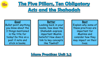 AQA A Islam Practices Lesson 1 - The Five Pillars, Ten Obligatory Acts ...