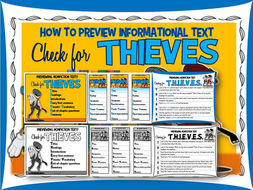 Prereading Strategy for Nonfiction Texts- THIEVES | Teaching Resources