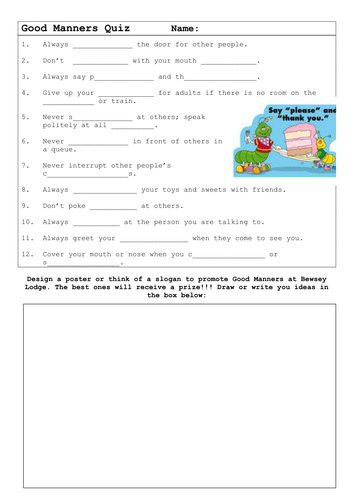 Good Manners Quiz | Teaching Resources