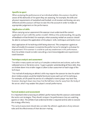 BTEC Level 3 Sport (2016) New Specification Unit 7 Learning Aim D ...