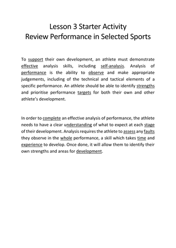 BTEC Level 3 Sport (2016) New Specification Unit 7 Learning Aim D ...