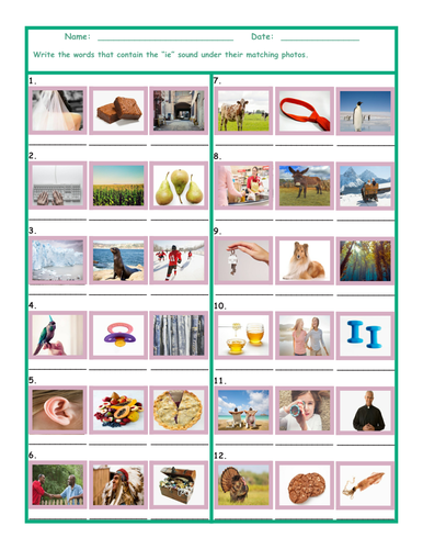Phonics Vowel Team IE Photo Worksheet | Teaching Resources
