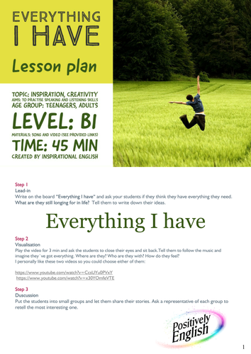 Everything I have- Lesson plan | Teaching Resources