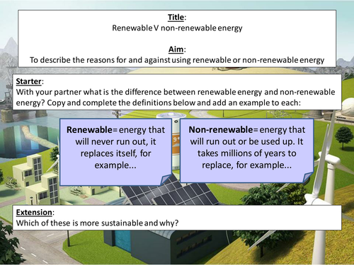 Renewable V non-renewable energy - free taster | Teaching Resources