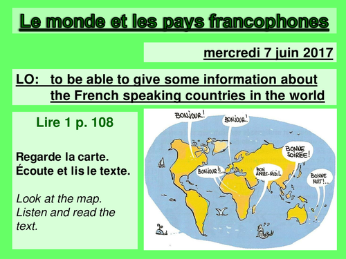 Le monde et les pays francophones - Studio 2 Vert Module 6 Unit 1 ...