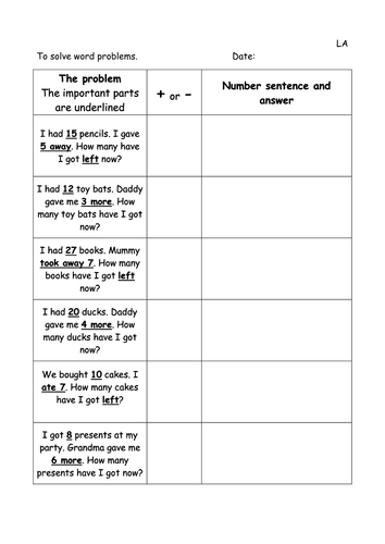 Year 2 Word problems - activities | Teaching Resources