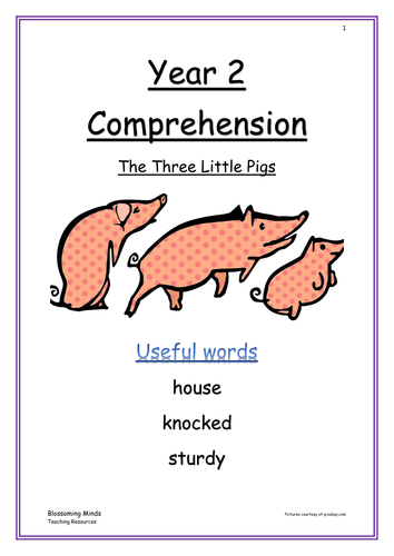 Year 2 comprehension - The Three Little Pigs - traditional tales ...