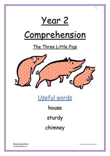 Year 2 comprehension - The Three Little Pigs - traditional tales ...