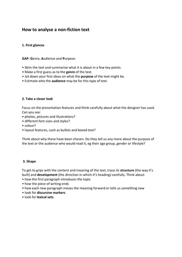 How to analyse a non-fiction text | Teaching Resources