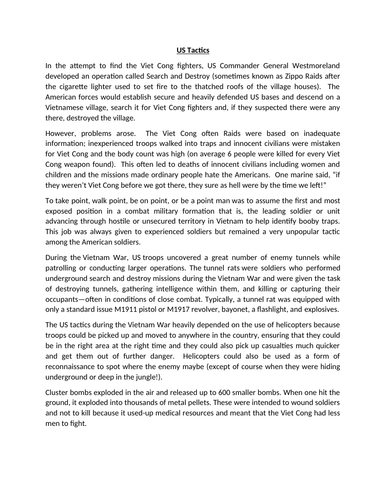 Search and Destroy: US Tactics in the Vietnam War | Teaching Resources