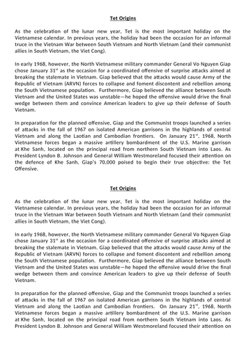 The Origins of the TET Offensive | Teaching Resources