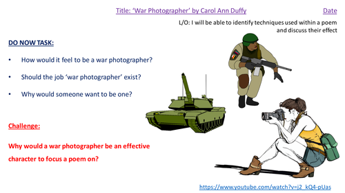 'War Photographer' by Carol Ann Duffy | Teaching Resources
