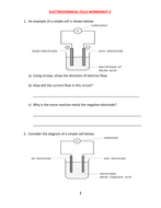 ELECTROCHEMICAL CELLS WORKSHEET WITH ANSWER | Teaching Resources