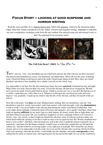 Poe: gothic vocabulary glossary for Tell Tale Heart...poecabulary ...