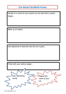 Car advert written to show persuasive techniques, a writing scaffold ...