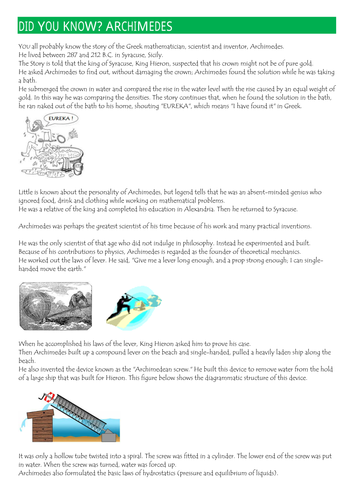 Did you know ARCHIMEDES? | Teaching Resources