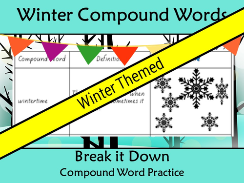 Compound Words Worksheet Winter Themed Words | Teaching Resources