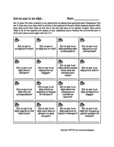 GCSE FRENCH: L'AÉROPORT ET LA GARE French Speaking Activity: Est-ce que ...