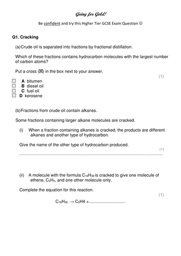 C7 Organic Chemistry AQA specification | Teaching Resources C7 Organic Chemistry AQA specification | Teaching Resources