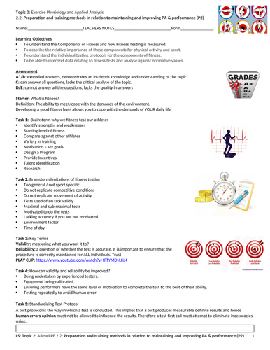 A-level PE EDEXCEL (Spec 2016) 2.2: Preparation and Training Methods P2 ...