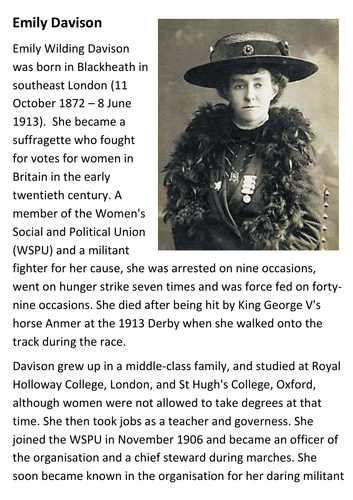 Emily Davison Activity Pack | Teaching Resources