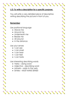 A prompt sheet for writing a setting description | Teaching Resources