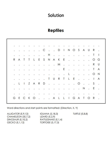 Reptiles Word Search | Teaching Resources