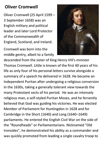 Oliver Cromwell Bundle | Teaching Resources