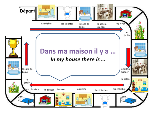Rooms in the house (French) - dice game | Teaching Resources